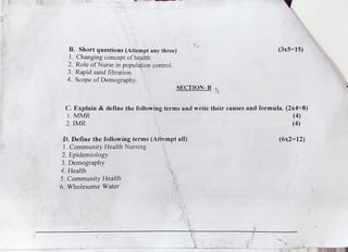 Question papers of bsc nursing university examination | PDF
