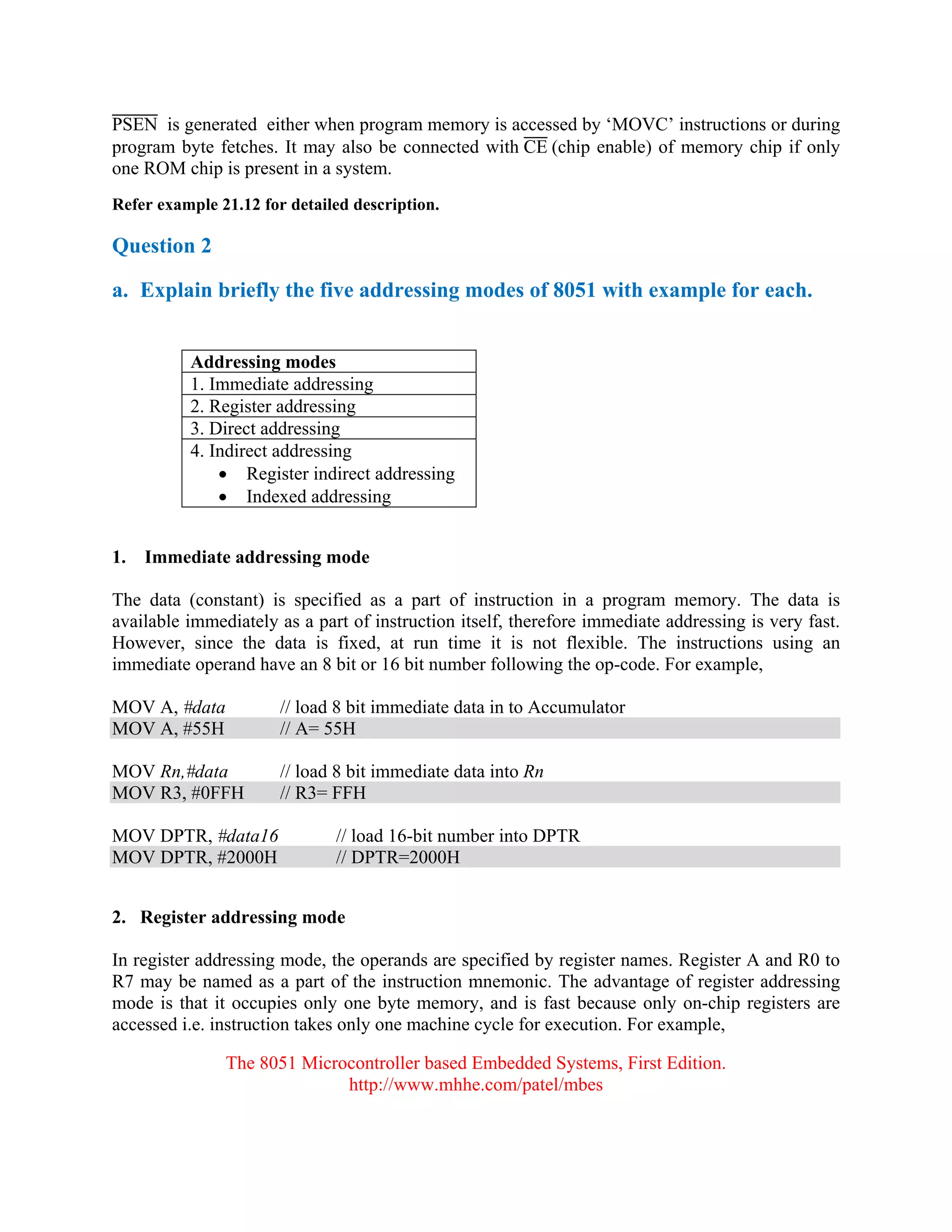 Question Paper With Solution The 8051 Microcontroller Based Embedded