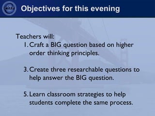 Questions for teachers workshop | PPT