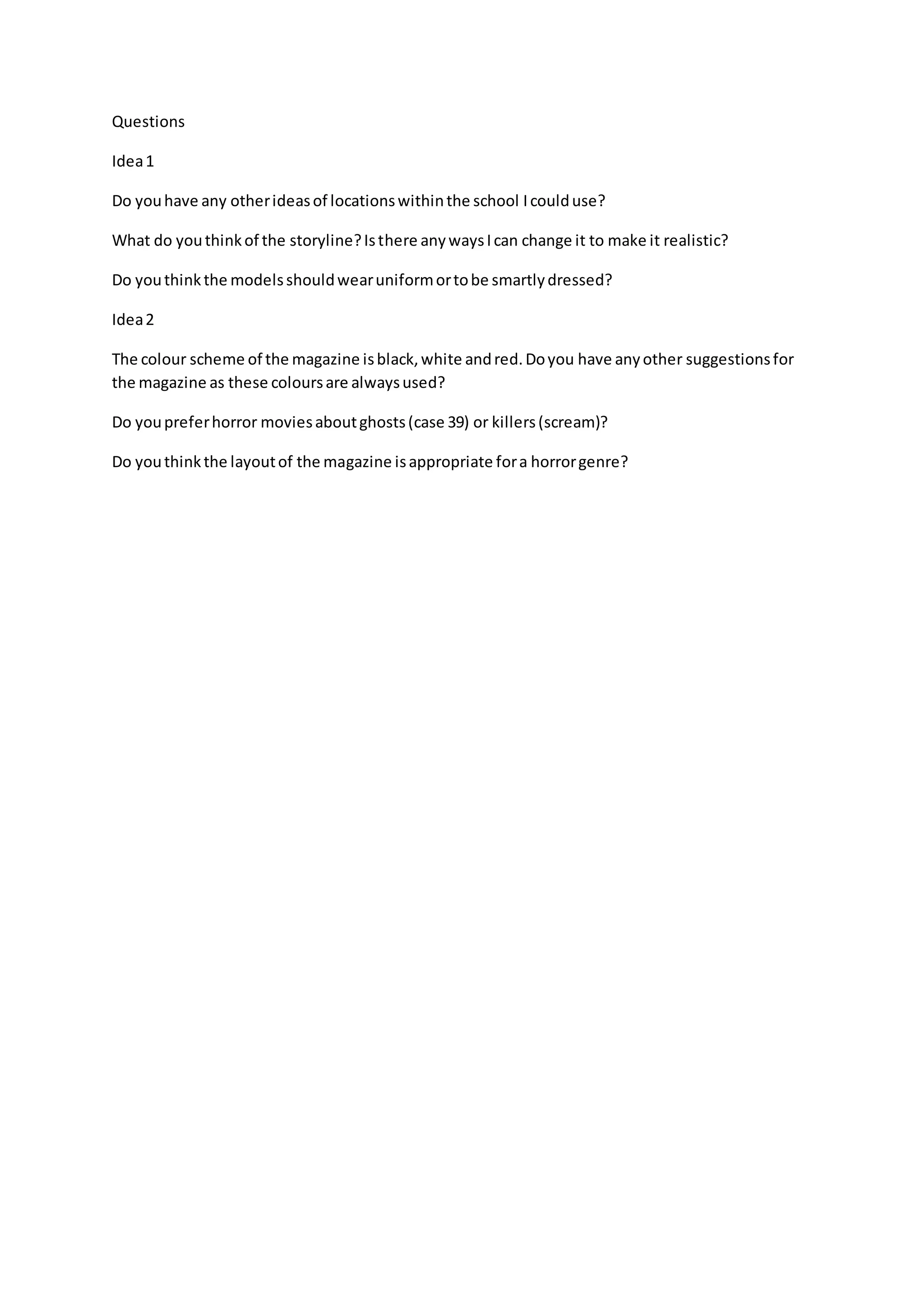 Questions | DOCX | Horror | Genres