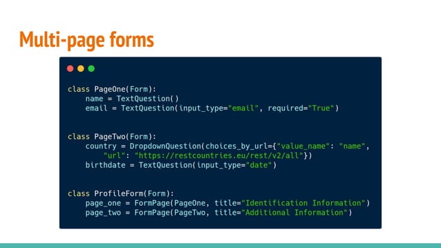 Questions: A Form Library for Python with SurveyJS Frontend | PPT