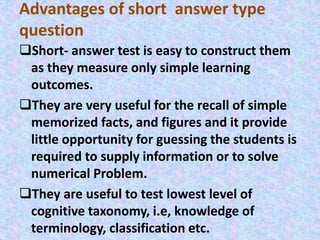 short answer Questions | PPTX