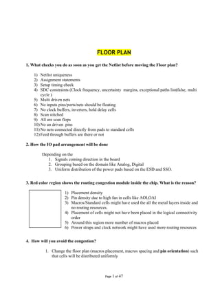 Floor Plan, Placement Questions and Answers | PDF
