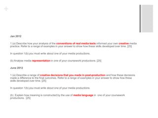 OCR A2 Media studies Exam Questions 1a and 1b tips UPDATED | PPT