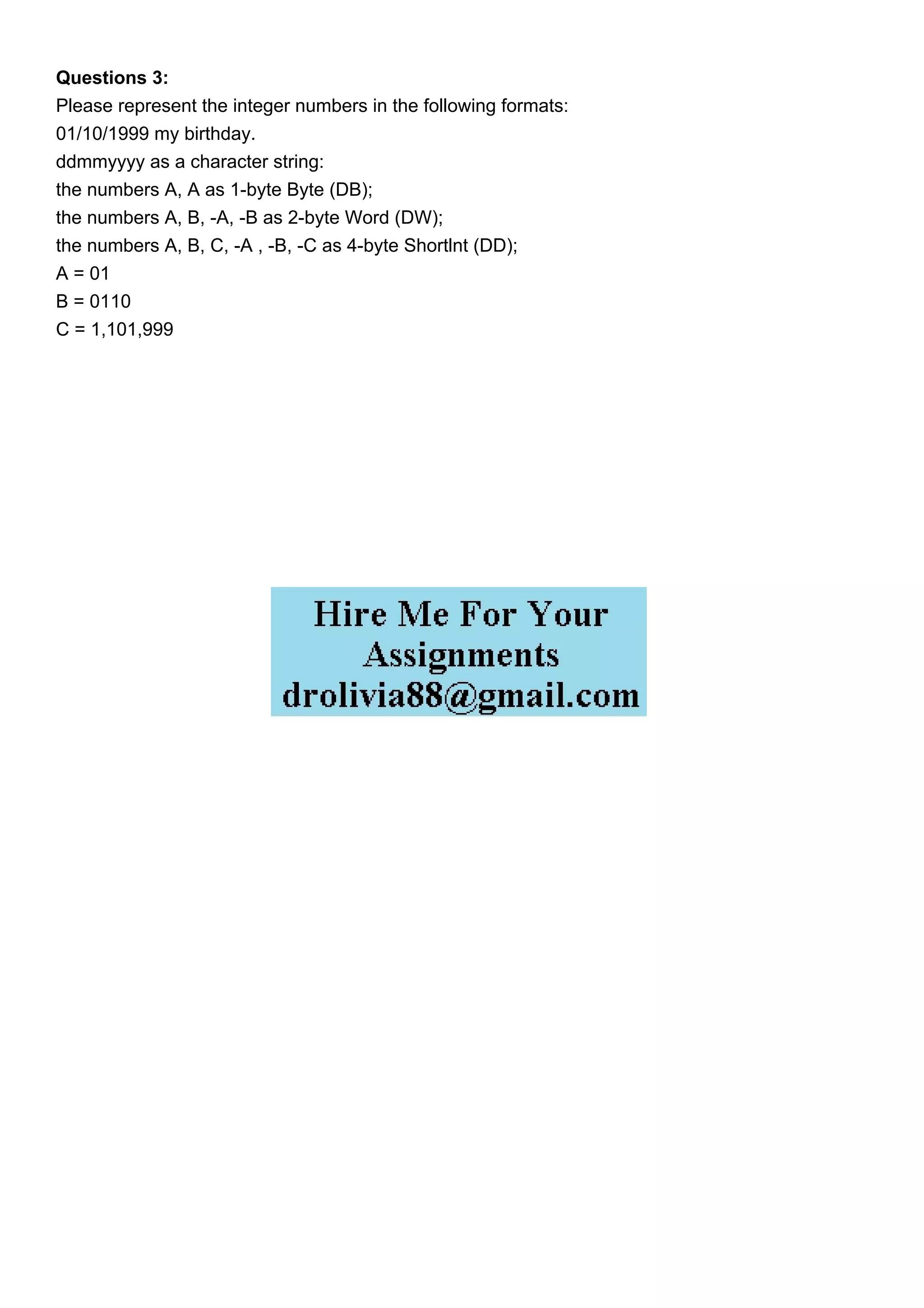 Questions 3 Please represent the integer numbers in the fol.pdf