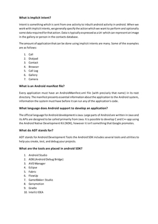 Questions About Android Application Development | DOCX