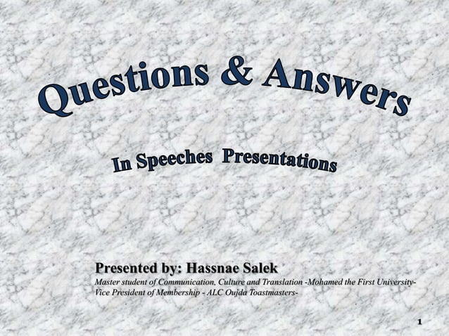 Questions & Answers in Speeches and Presentations | PPTX