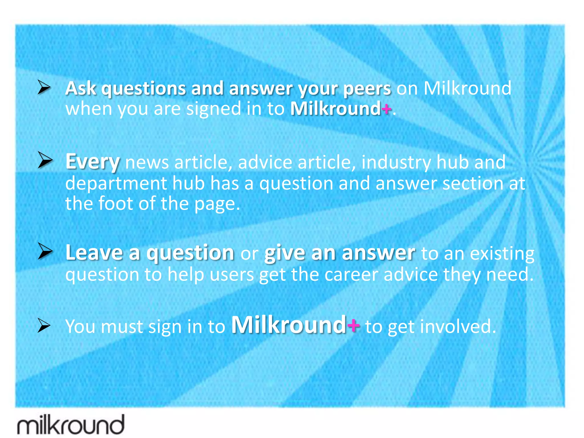 Using questions and answers on Milkround | PPTX