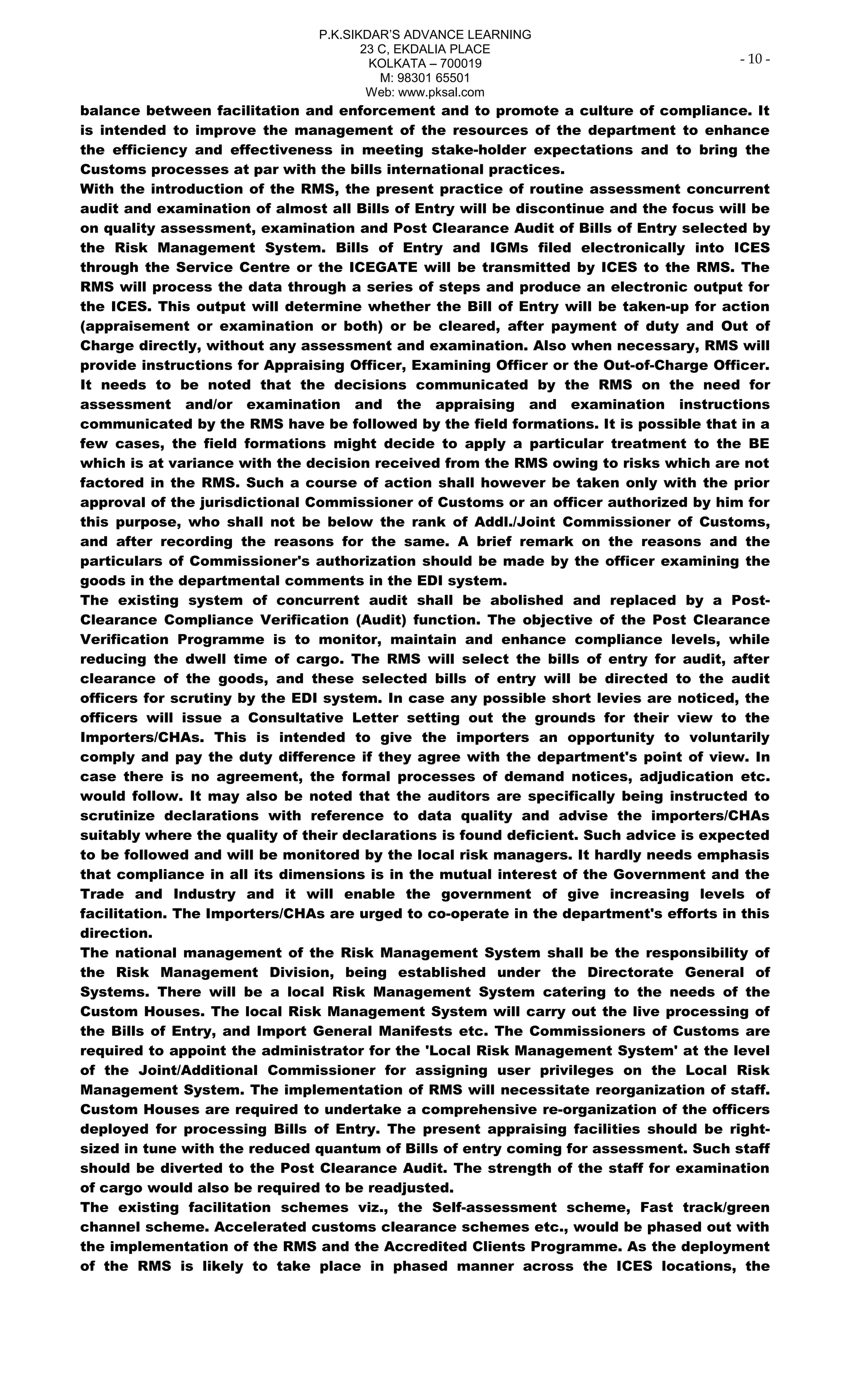 Questions and answers on customs act from the different chapters | DOC
