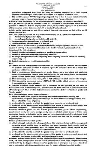 Questions and answers on customs act from the different chapters | DOC