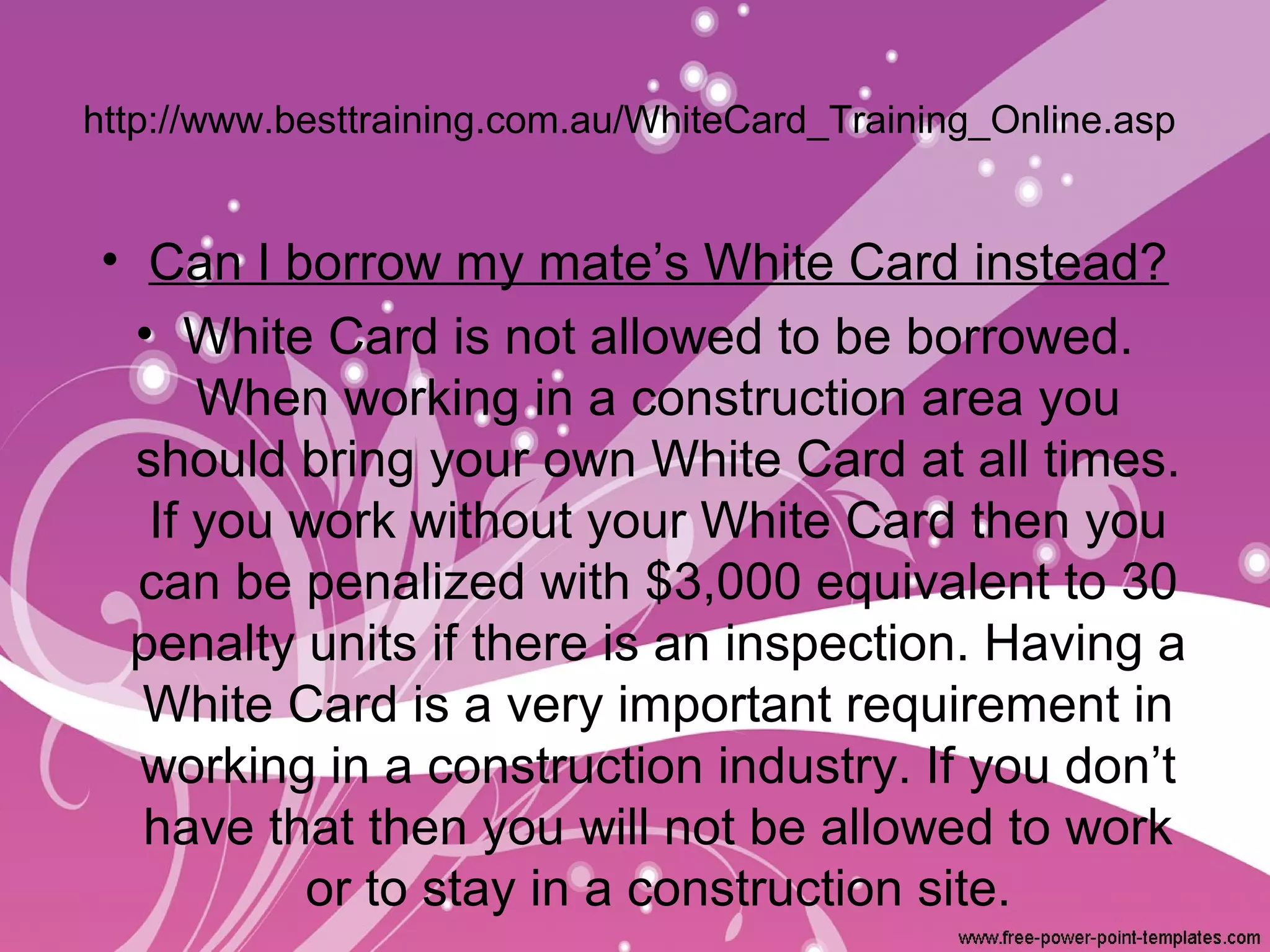 Questions and answers regarding white card | PPT