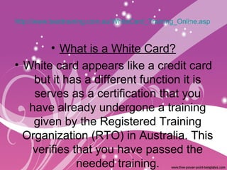 Questions and answers regarding white card | PPT