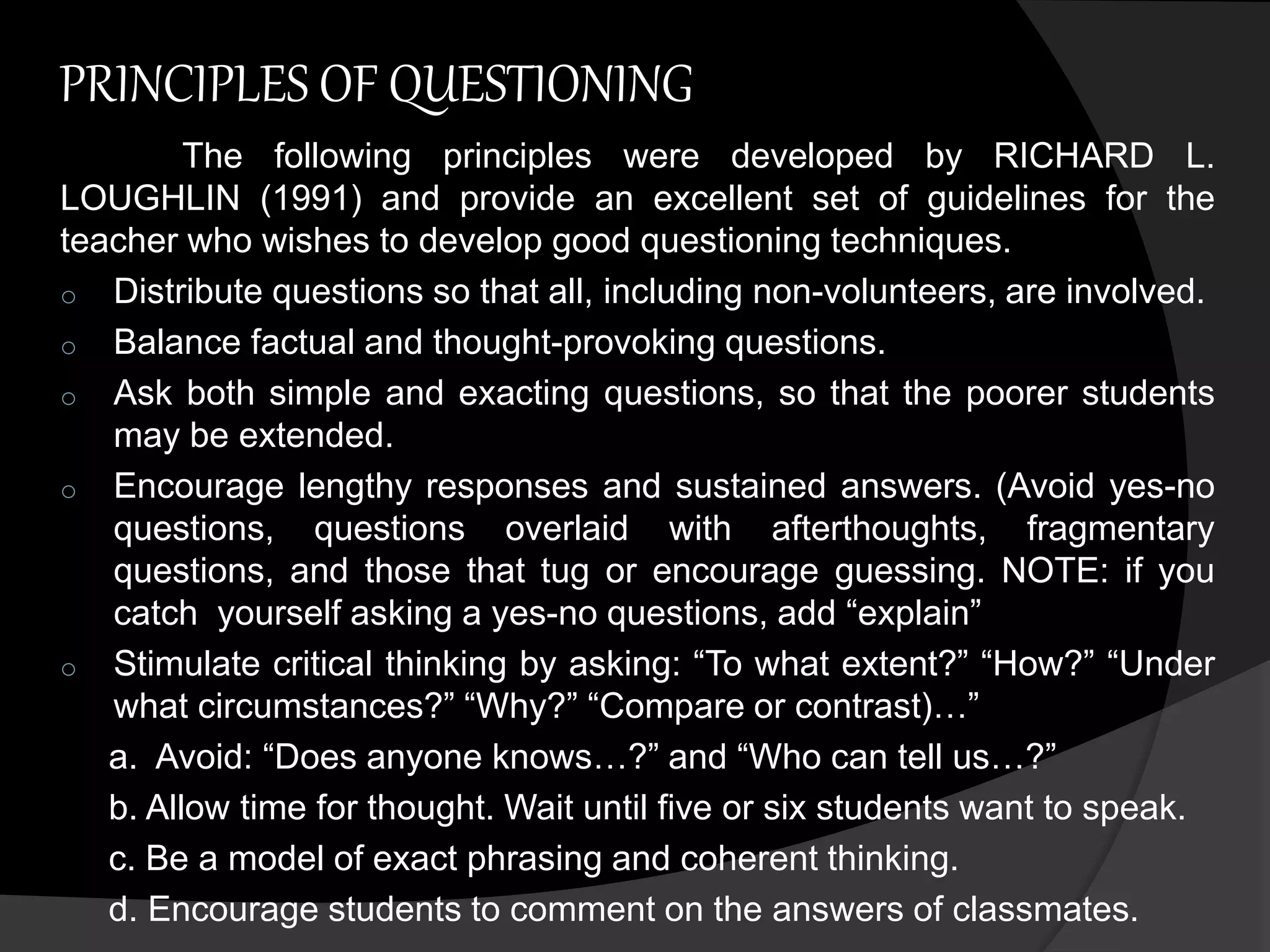 QUESTIONS AND QUESTIONING | PPTX | Educational Assessment | Education