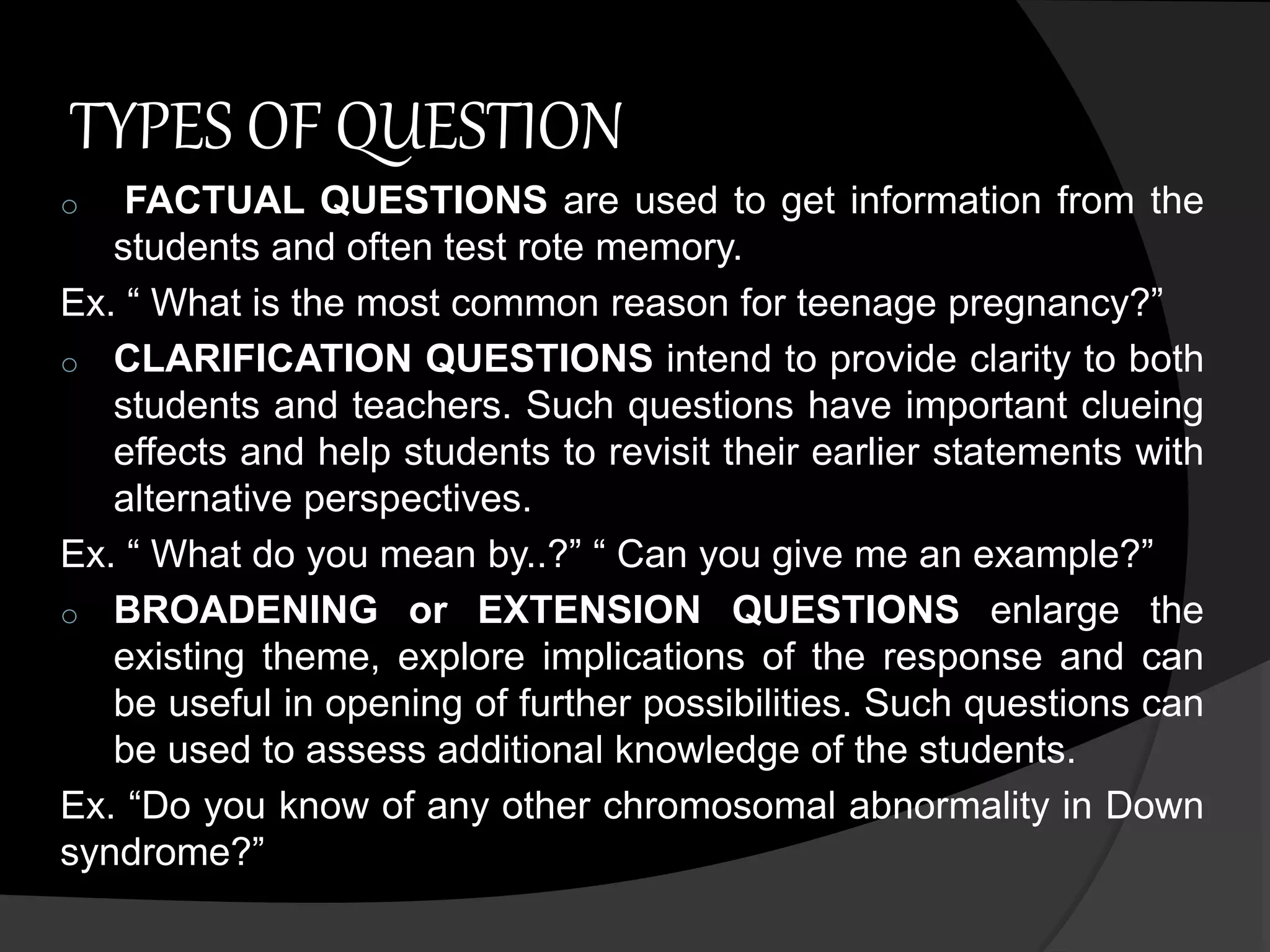 QUESTIONS AND QUESTIONING | PPTX | Educational Assessment | Education