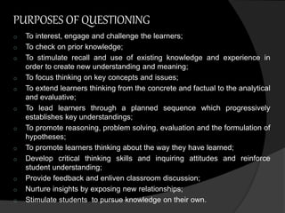 QUESTIONS AND QUESTIONING | PPTX | Educational Assessment | Education