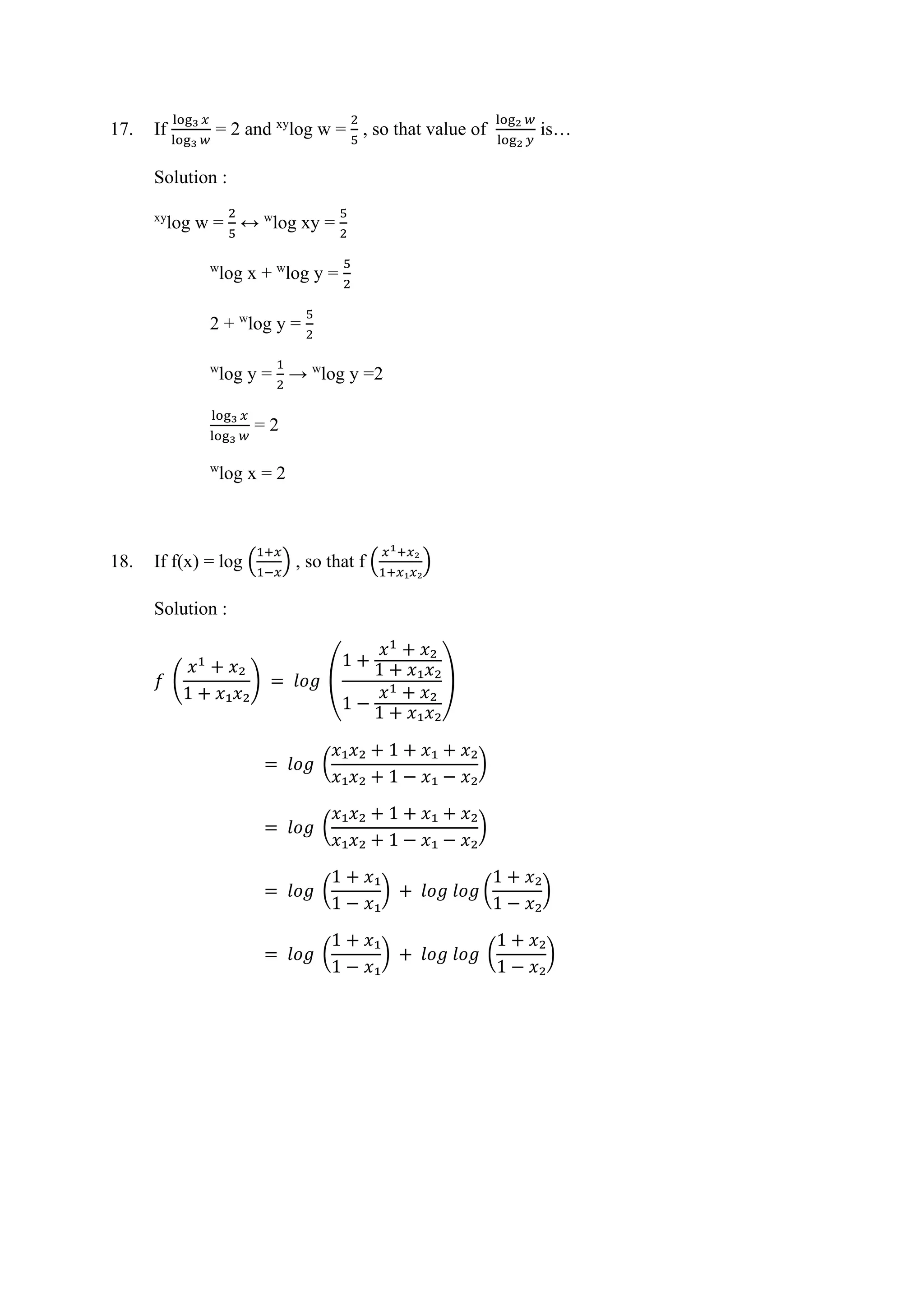 Questions and Solutions Logarithm.pdf