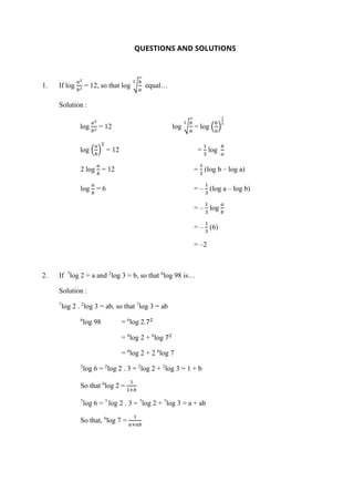 Questions and Solutions Logarithm.pdf