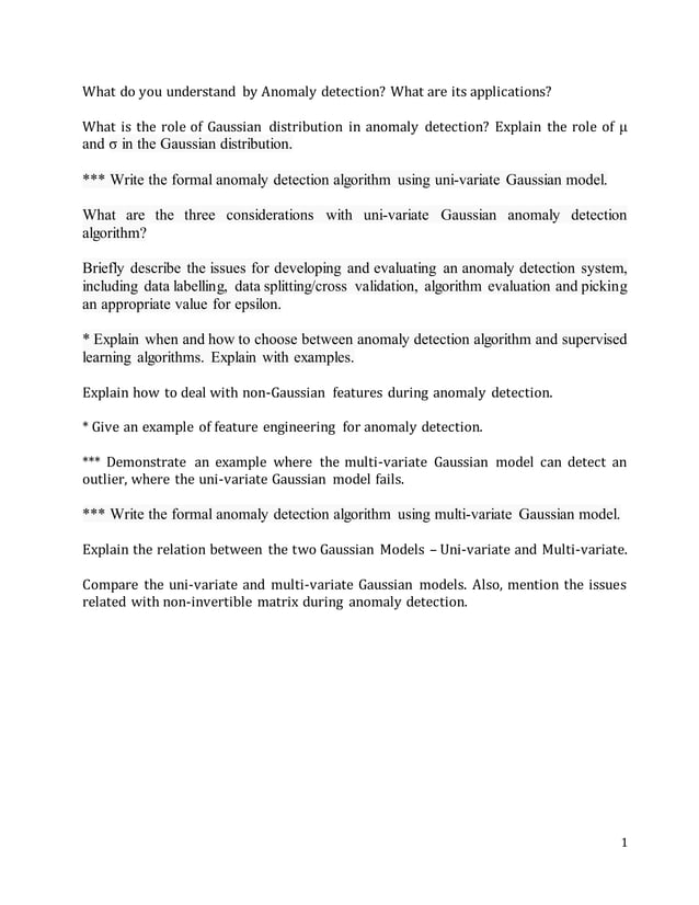 Questions on Anomaly Detection | DOCX | Computing | Technology & Computing