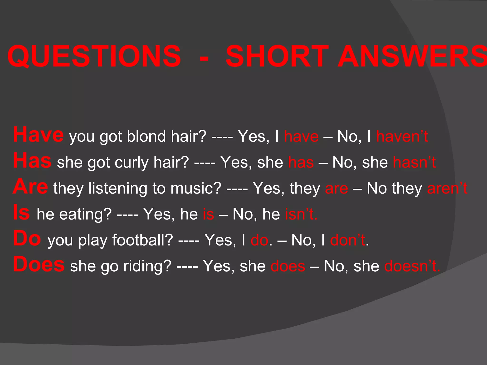Questions and short answers | PPT