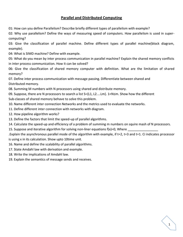 parallel Questions & answers | PDF | Computing | Technology & Computing