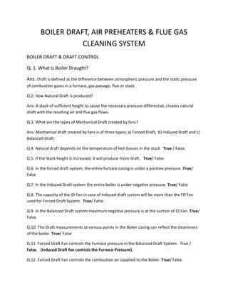 Typical questionnaire on "Boiler Draft" Related to Thermal Power ...