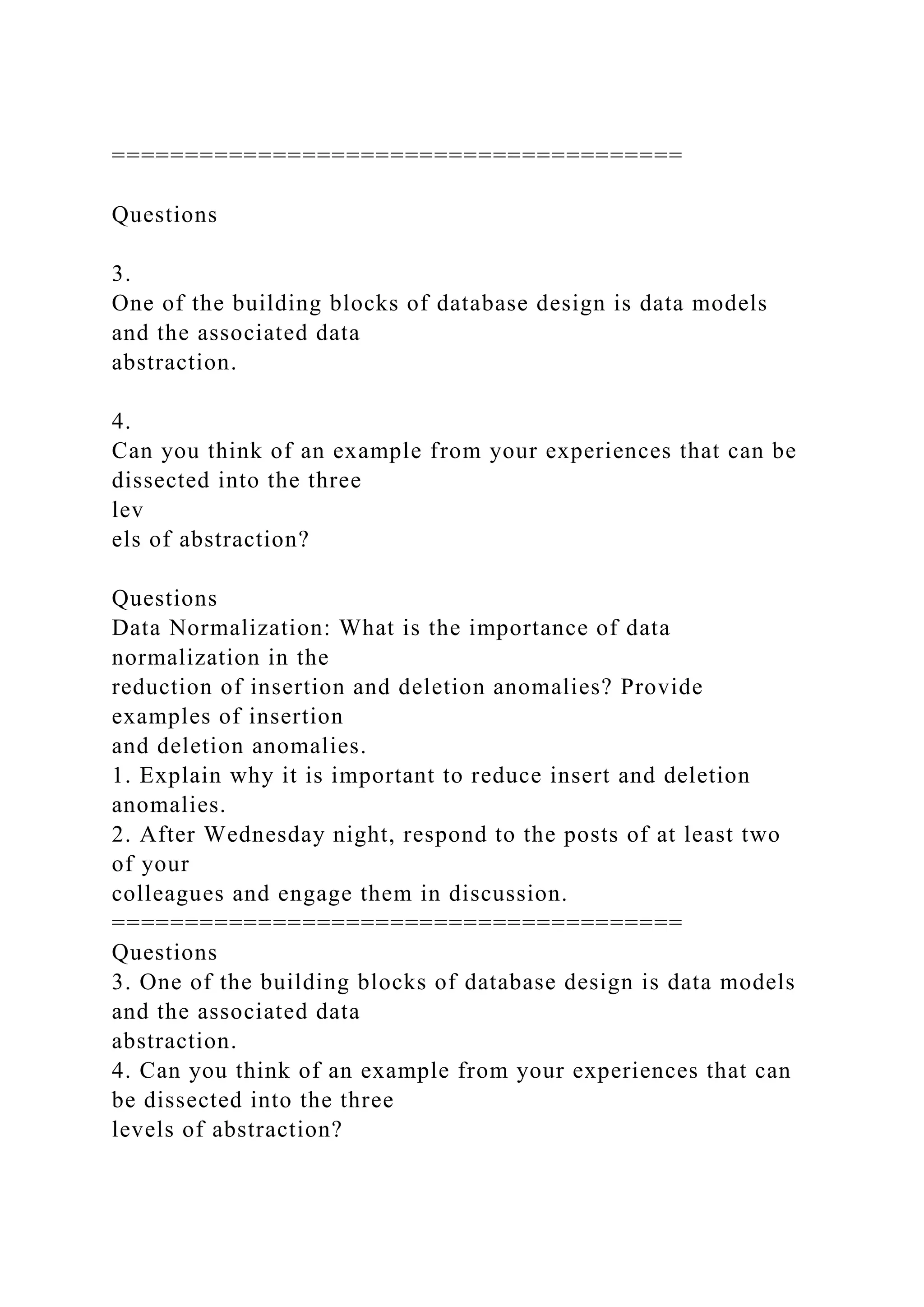 QuestionsData Normalization What is the importance of data norm.docx QuestionsData Normalization What is the importance of data norm.docx