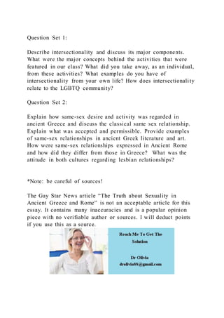 Question Set 1 Describe intersectionality and discuss its major | PDF