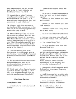 Questions For Bible Christians | PDF