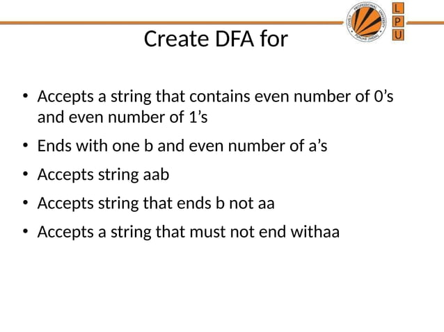 CSE-325 Automata Questions for practice | PPTX