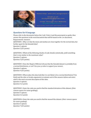 Questions for R language.pdf | Standardized Testing | Educational ...