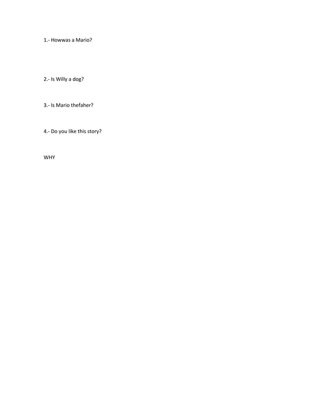 Questions for story | DOCX