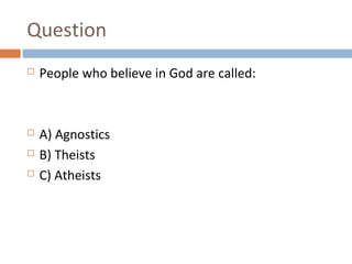 Religious Studies Revision slides: Subject Belief in God | PPT