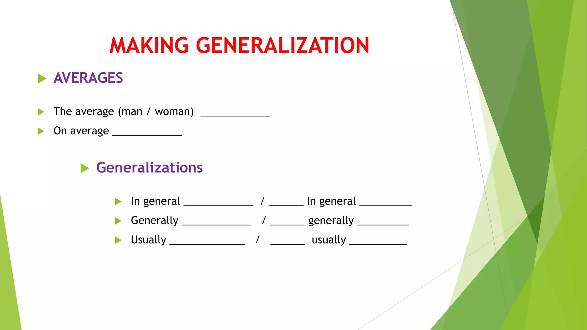 Questions in English / Making Generalization | PPTX