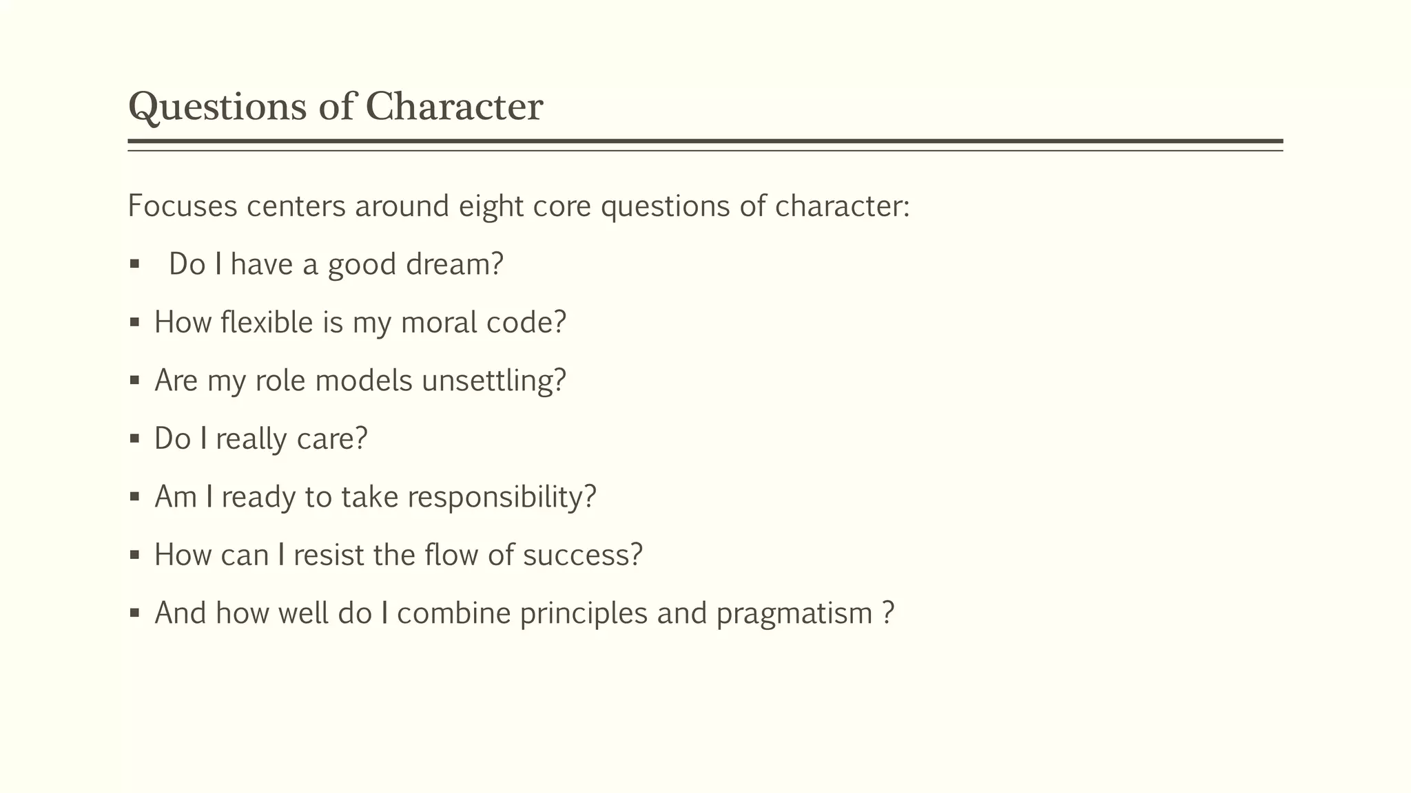 Questions of character | PPTX