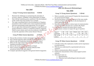 Questions of journalism and mass communication tribhuvan university ...