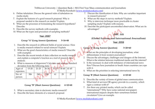 Questions of journalism and mass communication tribhuvan university ...