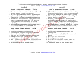 Questions of journalism and mass communication tribhuvan university ...