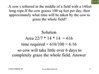 Questions of mensuration, area and volume for aptitude tests | PPT