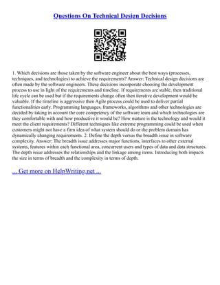 Questions On Technical Design Decisions | PDF