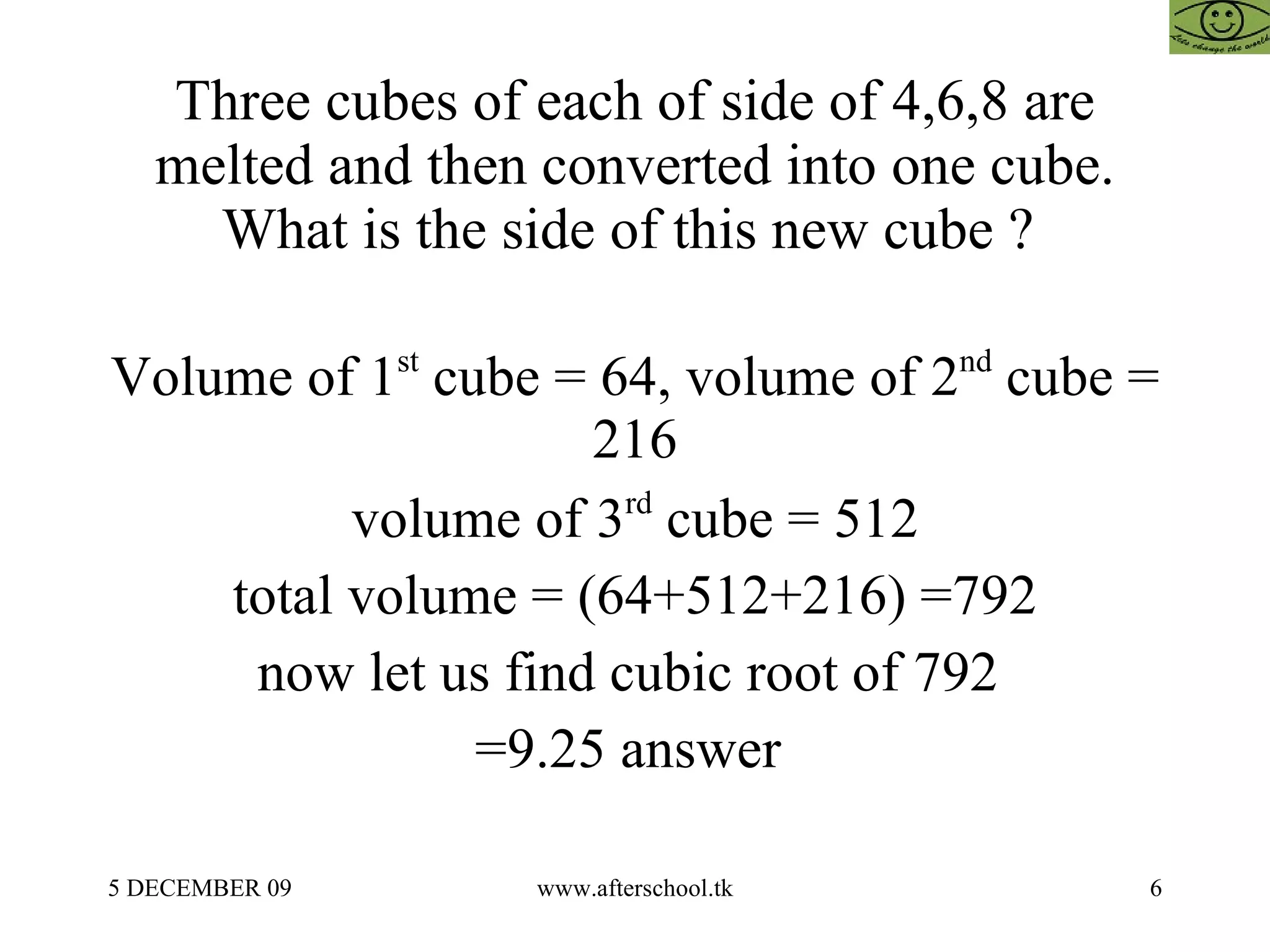 Questions on volume and surface area for aptitude tests | ODP