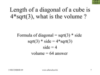 Questions on volume and surface area for aptitude tests | ODP