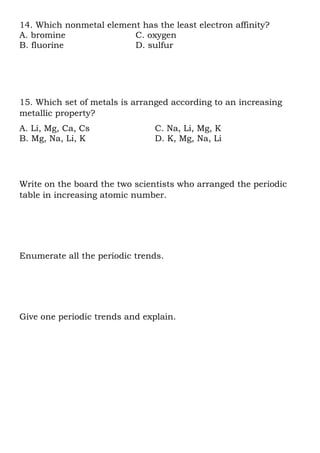 SCIENCE GRADE 8 MULTIPLE CHOICE QUESTIONS | DOCX