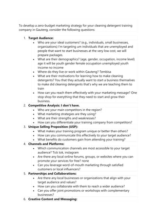 Questions to Answer to Prepare for Zero Budget Marketing .docx