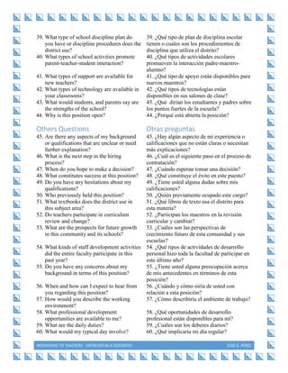 Teacher Interview Questions- Preguntas para una entrevista a maestro | PDF