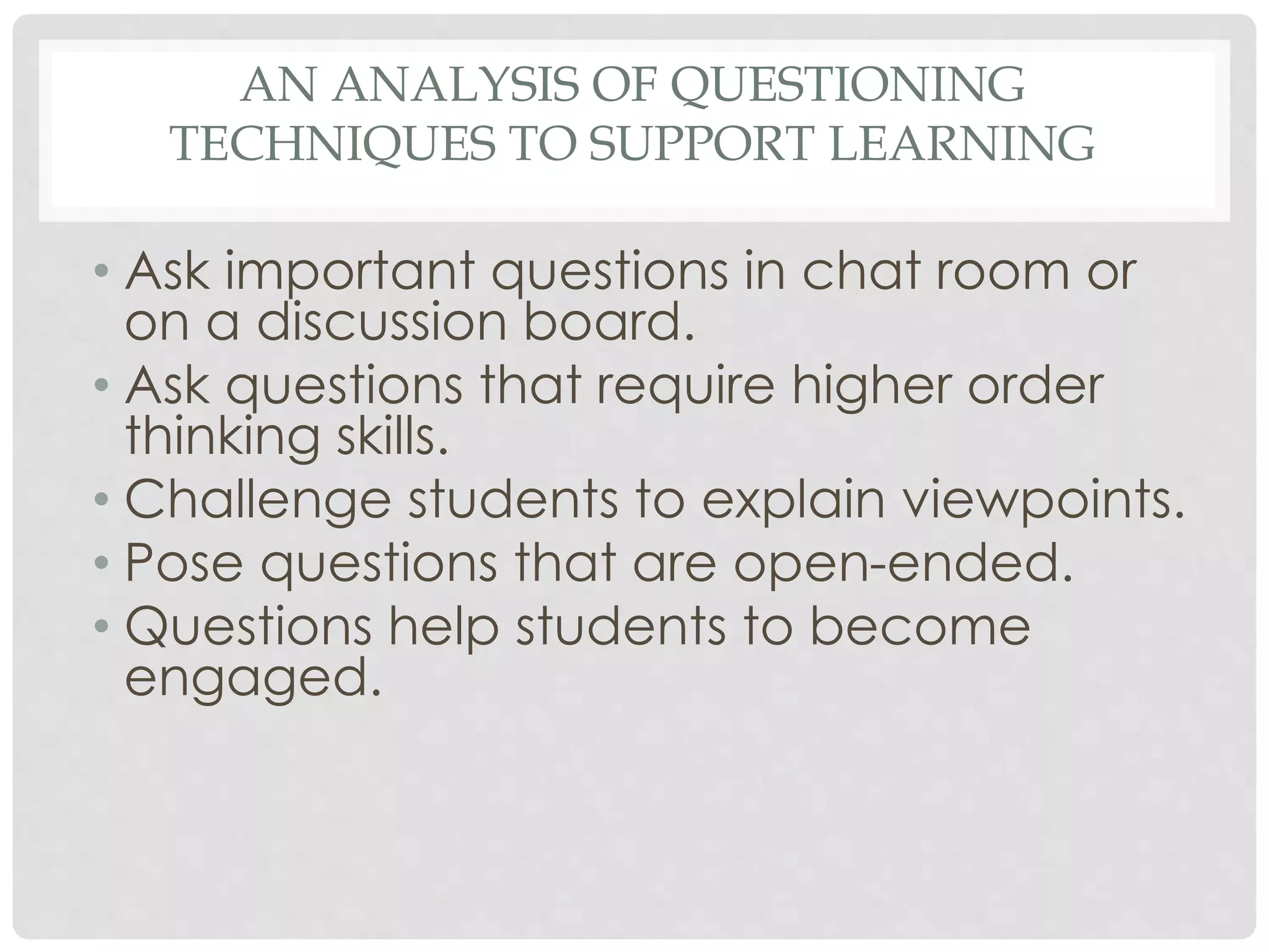 Questions to promote self directed learning | PPTX