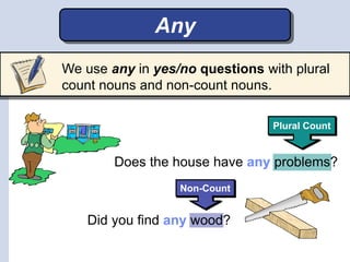 Questions with any, some, how much, quatifiers | PPTX