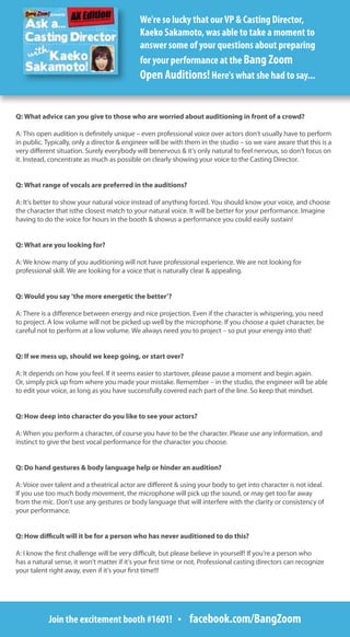Ask a Casting Director - with Kaeko Sakamoto- Speical AX Edition! | PDF
