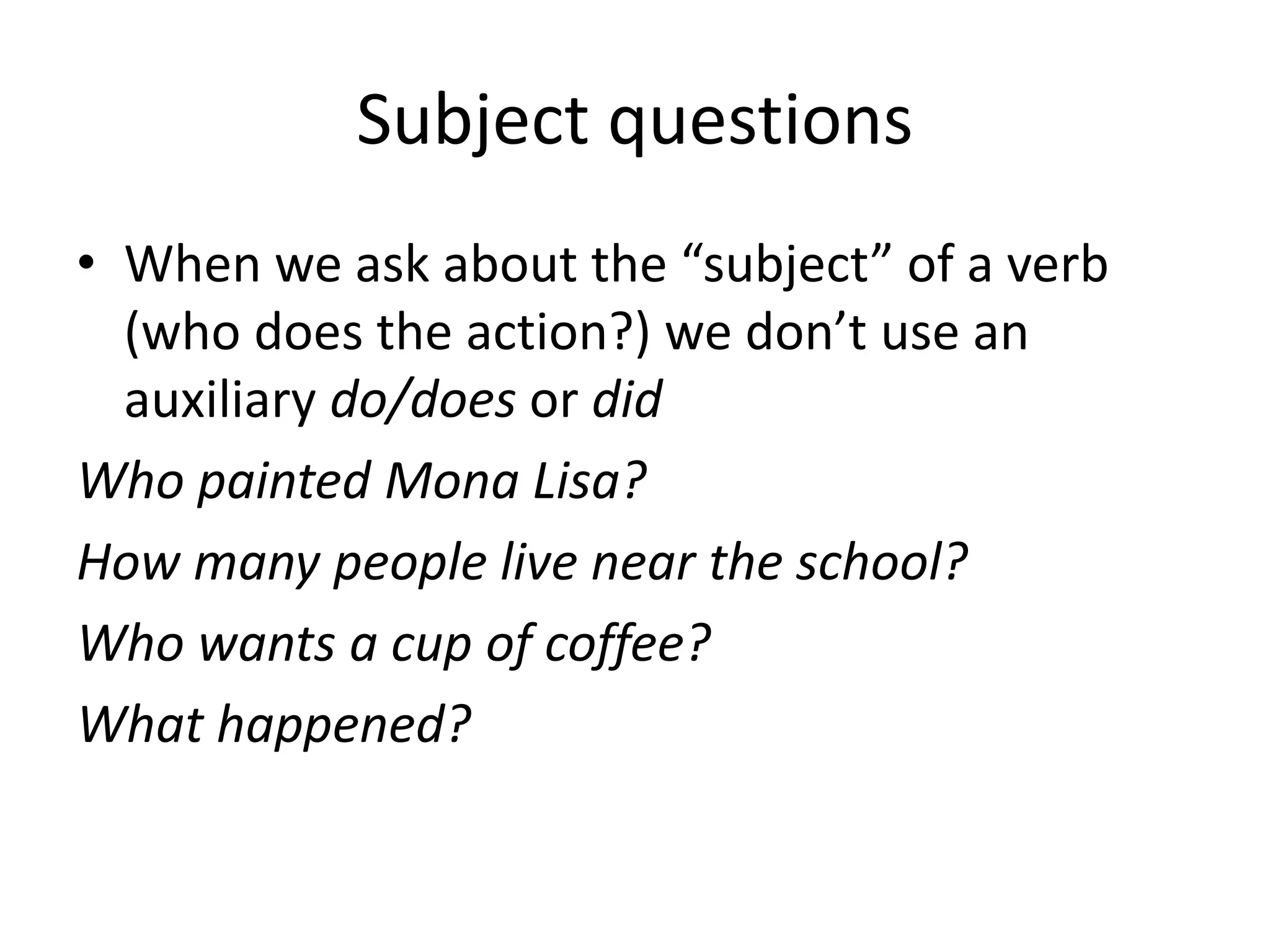 Questions without auxiliaries | PPTX