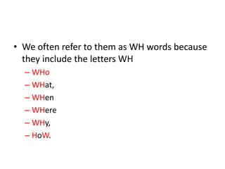 Questions words | PPTX