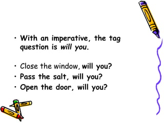 Question tag | PPT | Food & Drink